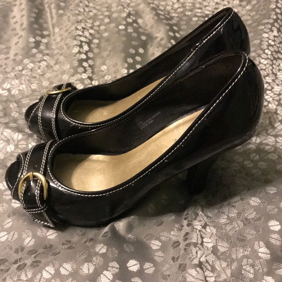 Maurices | Shoes | Maurices Black Heeled Open Toe Shoes | Poshmark